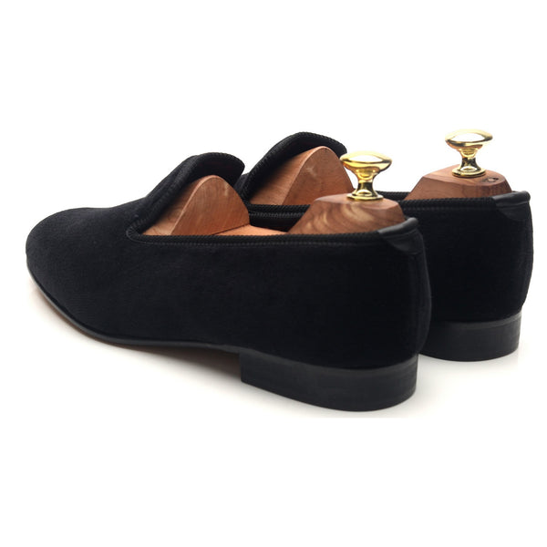 'Albert' Black Velvet Slippers UK 7 - Abbot's Shoes