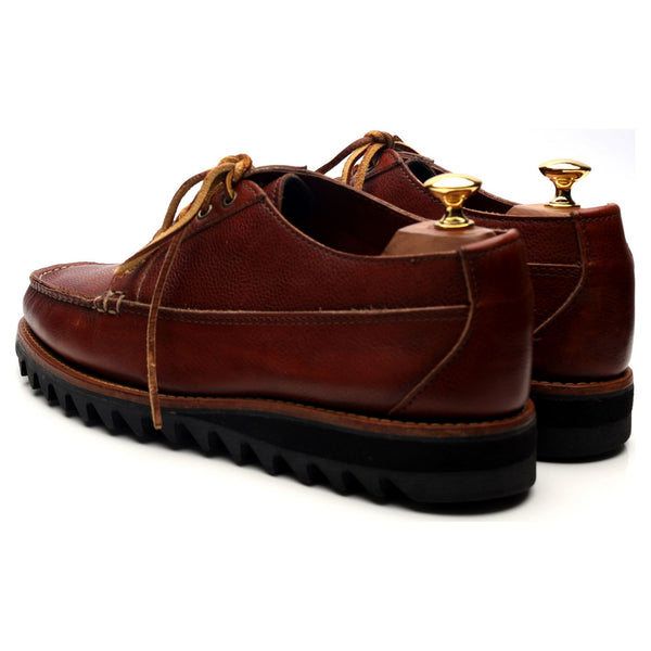 Tan Brown Leather Moc Toe Derby UK 8 US 9 - Abbot's Shoes
