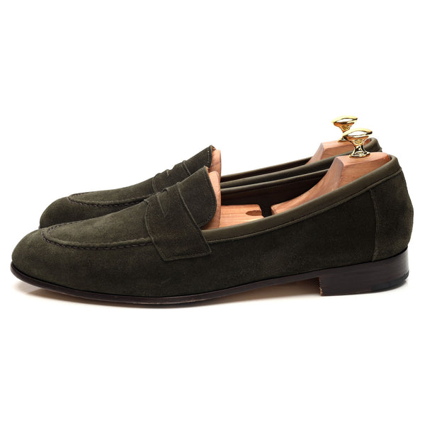 'Toby' Green Suede Unlined Loafers UK 10 F - Abbot's Shoes
